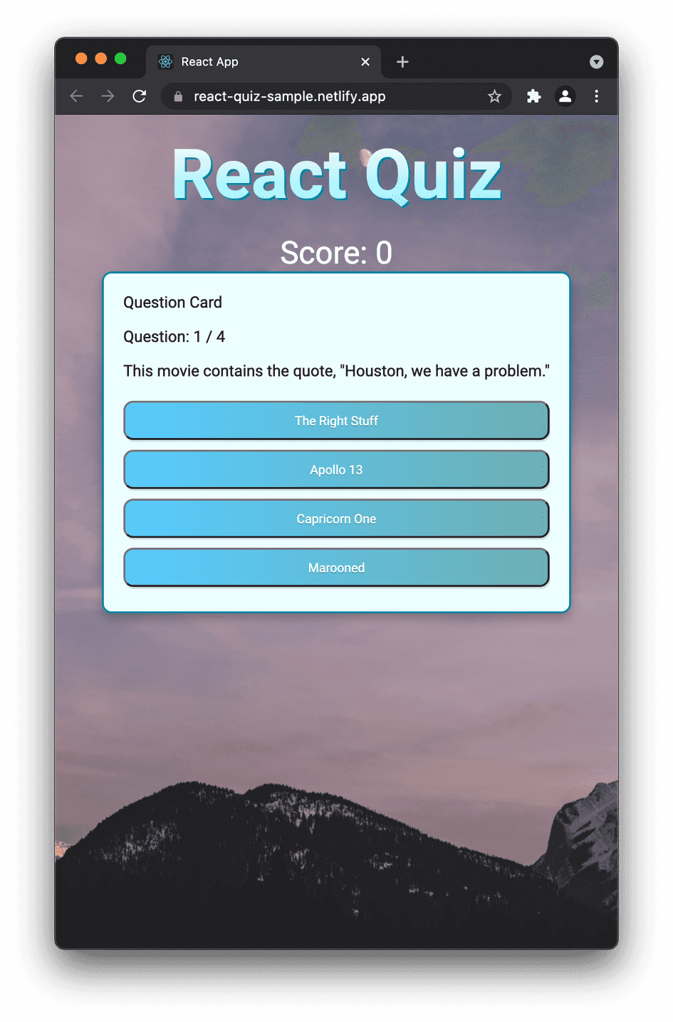ReactJS Quiz App | JM